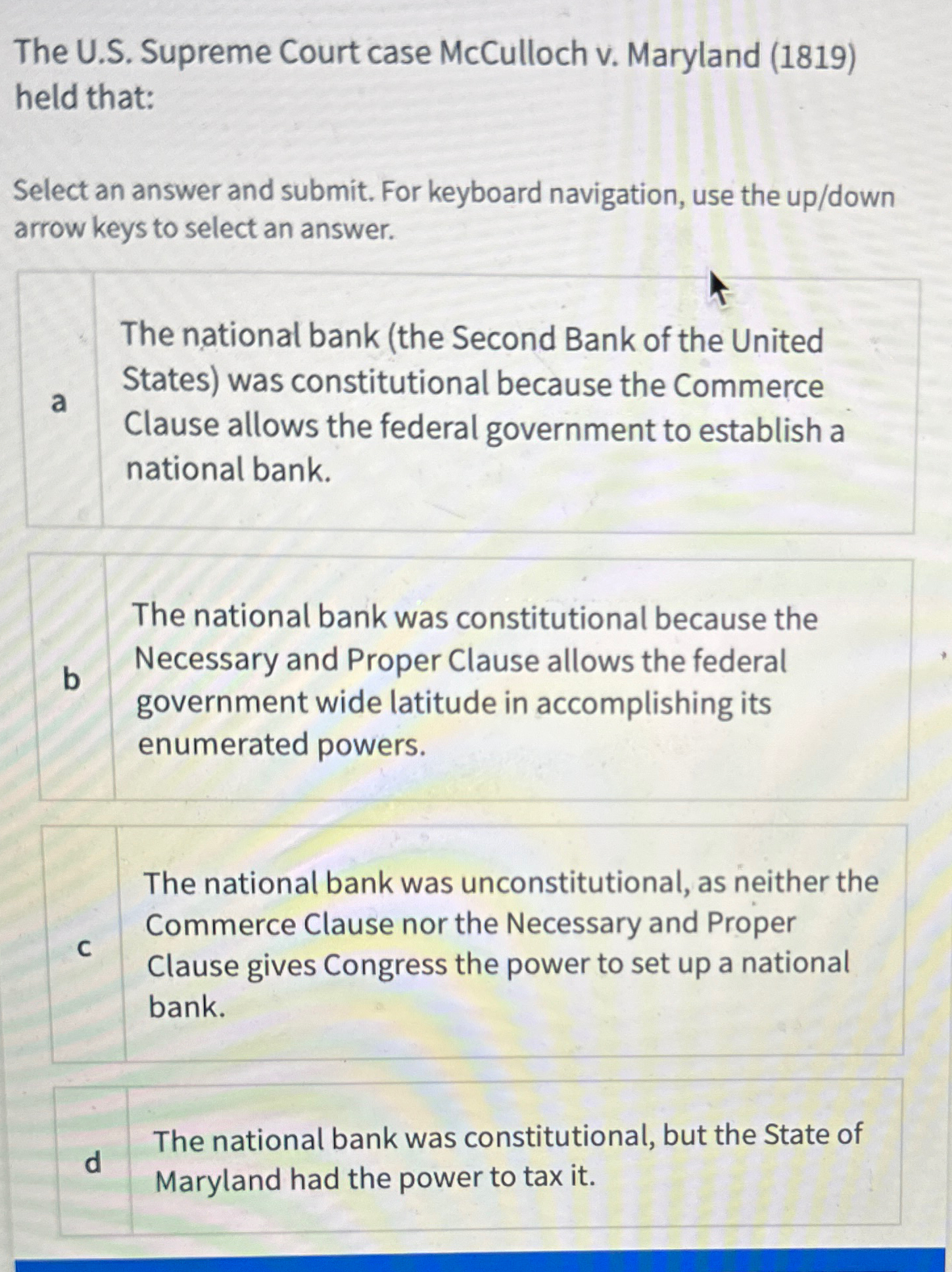Solved The U.S. ﻿Supreme Court case McCulloch v. ﻿Maryland | Chegg.com