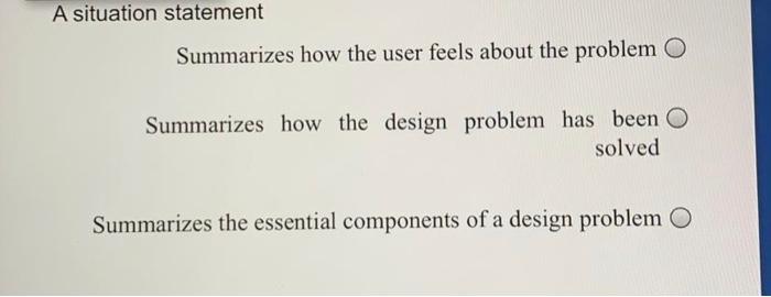 Solved A situation statement Summarizes how the user feels | Chegg.com