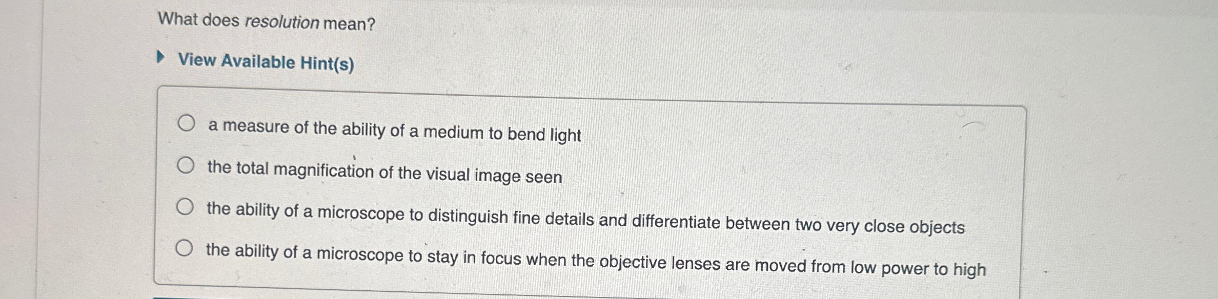 Solved What does resolution mean?View Available Hint(s)a | Chegg.com