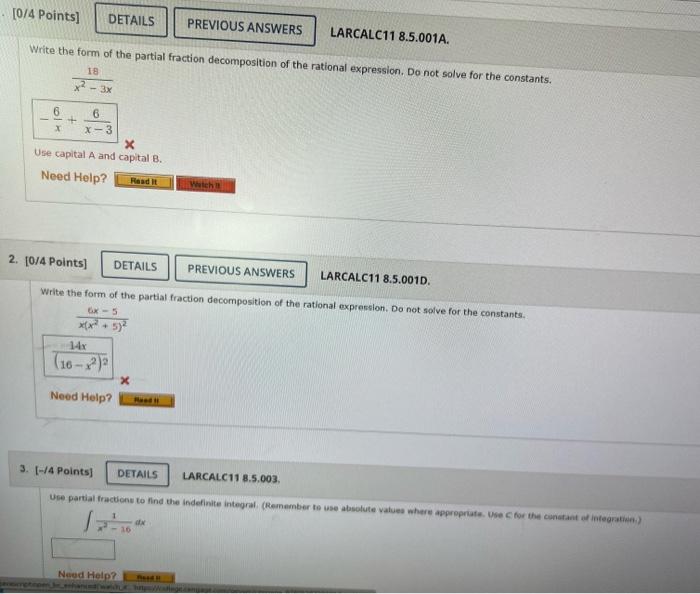 Solved Write the form of the partial fraction decomposition | Chegg.com