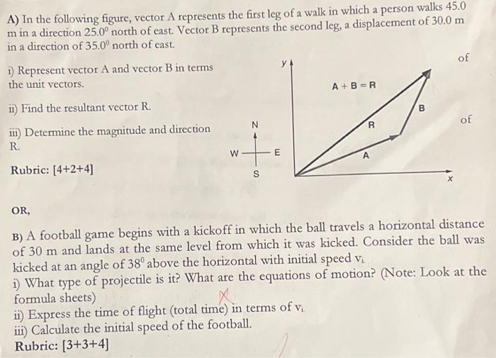 Solved A) In the following figure, vector A represents the | Chegg.com