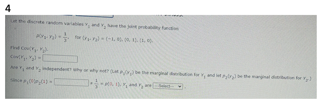 Solved Let the discrete random variables Y1 ﻿and γ2 ﻿have | Chegg.com