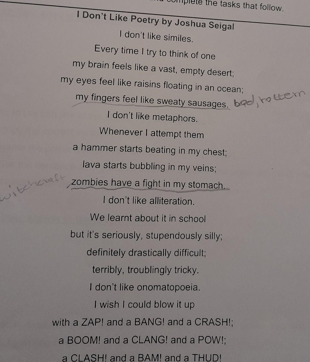 I Don't Like Poetry by Joshua Seigal I don't like | Chegg.com