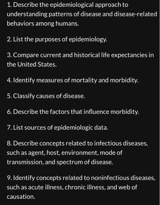 Solved 1. Describe the epidemiological approach to | Chegg.com