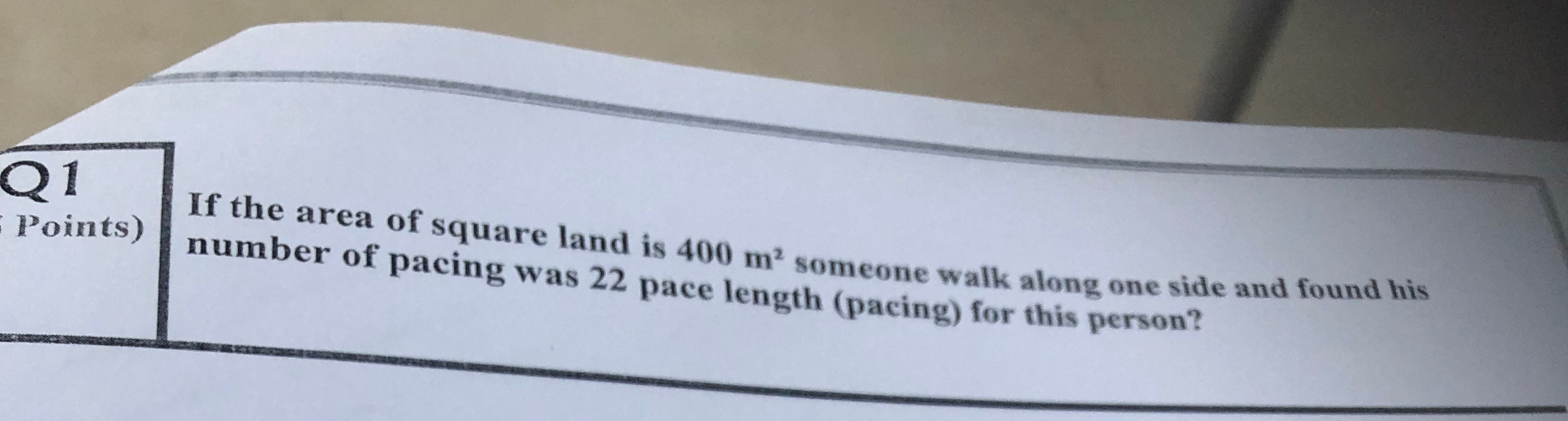 Solved 1 ﻿If the area of square land is 400m2 ﻿someone walk | Chegg.com