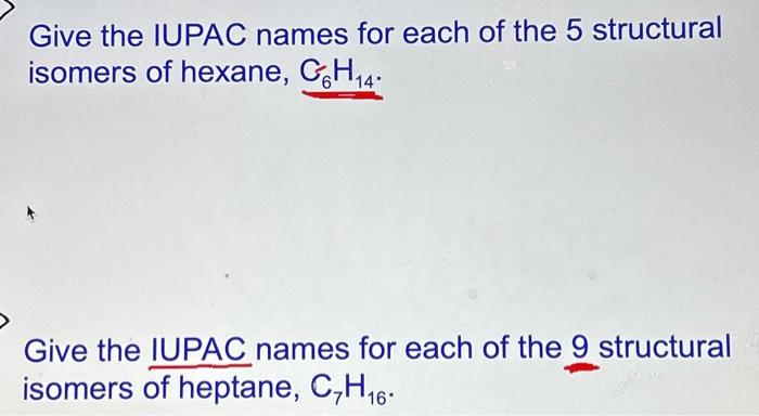 Solved Give the IUPAC names for each of the 5 structural | Chegg.com