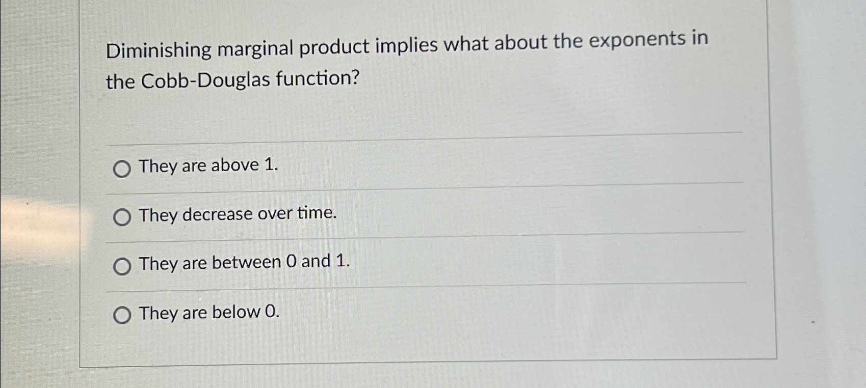 Solved Diminishing marginal product implies what about the | Chegg.com