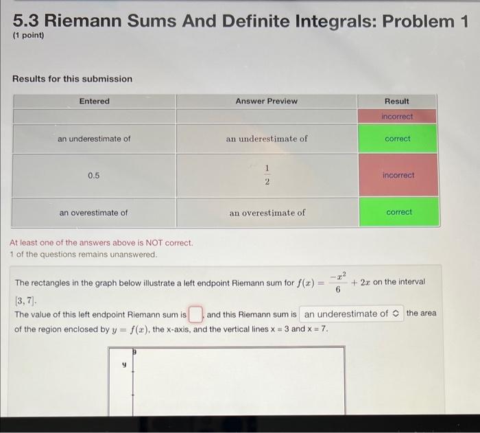 Solved 5.3 Riemann Sums And Definite Integrals: Problem 1 (1 | Chegg.com