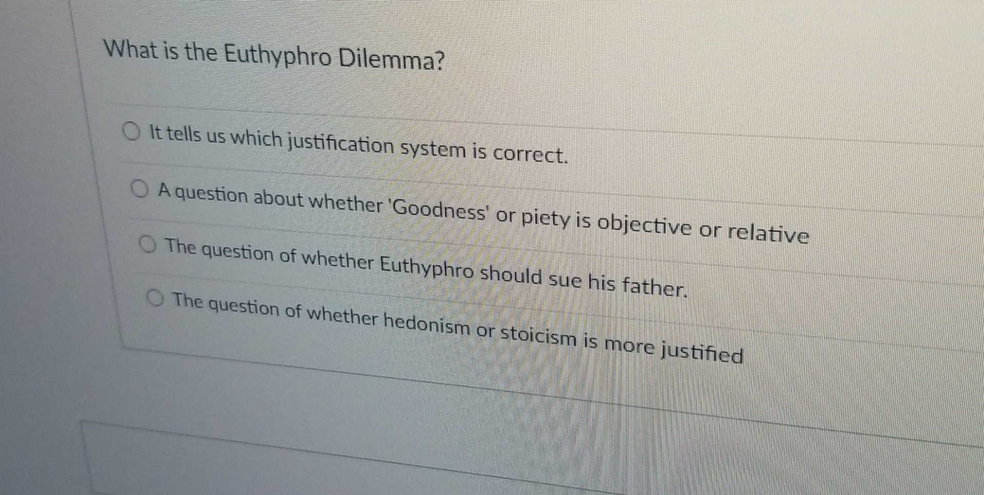 Solved What is the Euthyphro Dilemma?It tells us which | Chegg.com