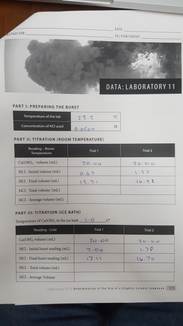 Solved STRUCTOR SECTION GROUP DATA: LABORATORY 11 PART 1: | Chegg.com Solved STRUCTOR SECTION GROUP DATA: LABORATORY 11 PART 1: | Chegg.com