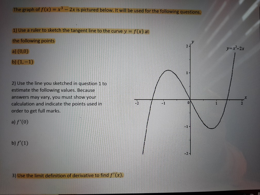 Solved The graph of f(x) = x3 - 2x is pictured below. It | Chegg.com