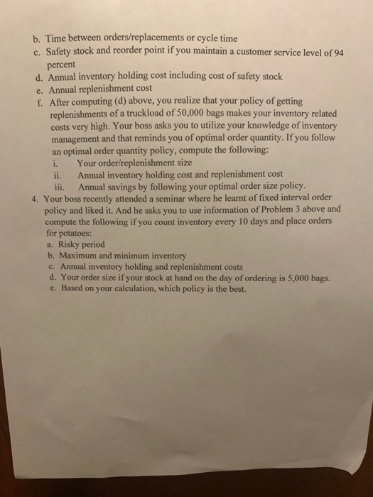 Solved model with the fixed quantity inventory model. Using | Chegg.com