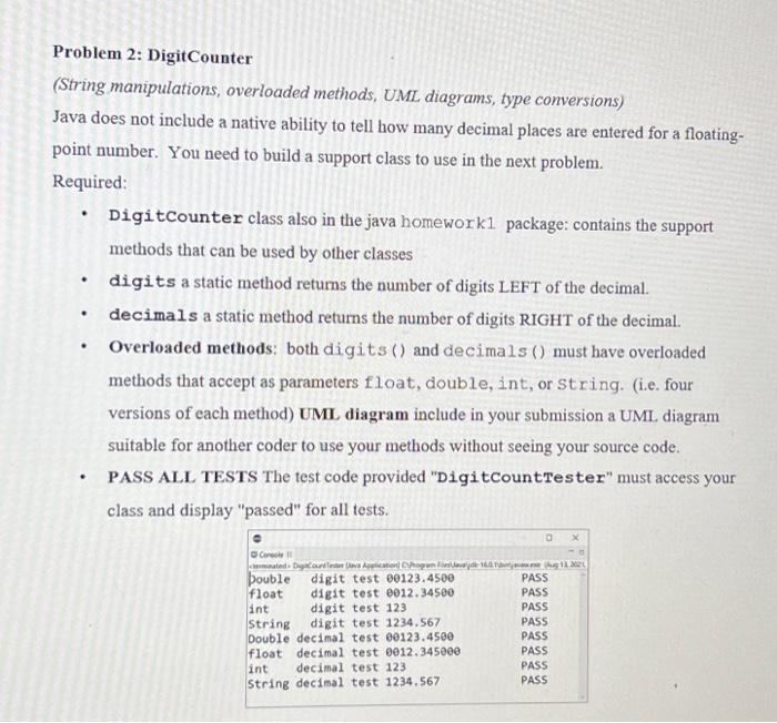 Solved Problem 2: DigitCounter (String manipulations, | Chegg.com