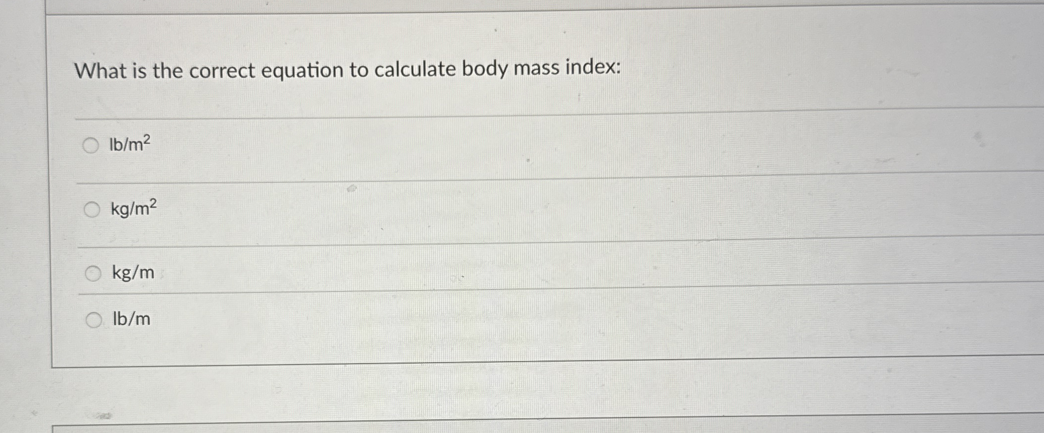 Solved What is the correct equation to calculate body mass | Chegg.com