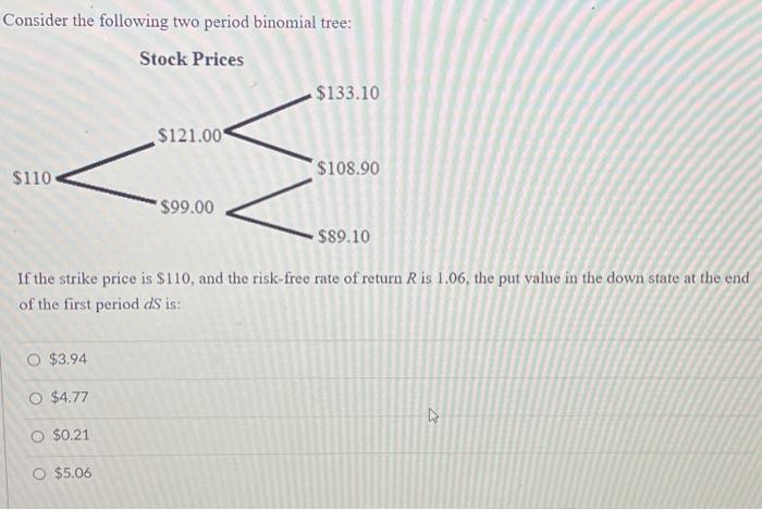 Solved Consider the following two period binomial tree: If | Chegg.com