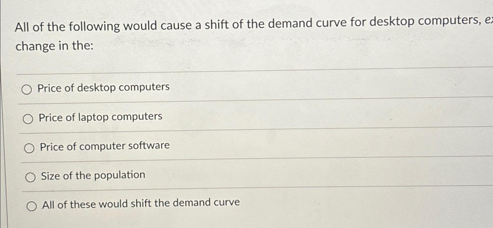 Solved All of the following would cause a shift of the | Chegg.com