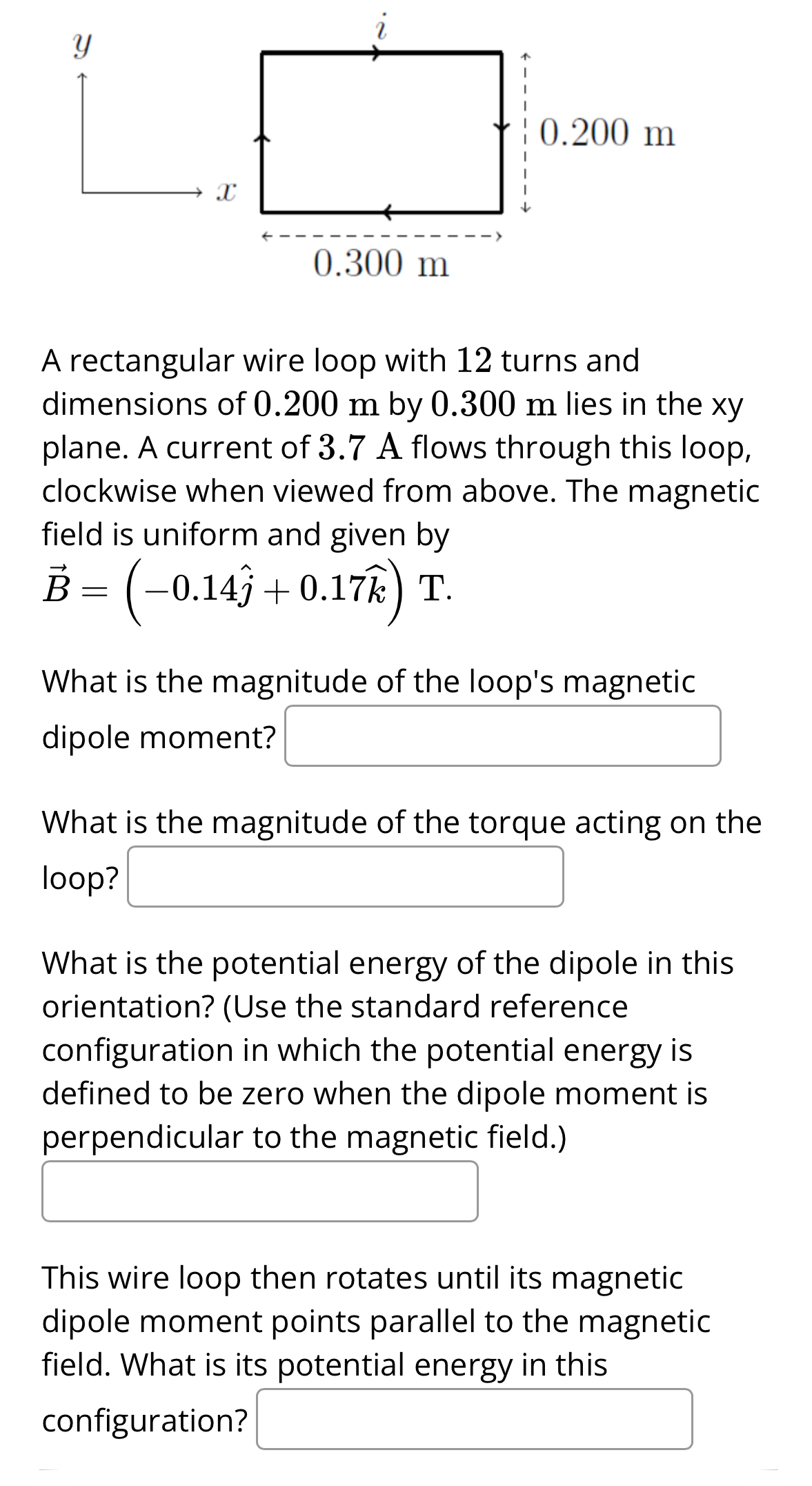 Solved A rectangular wire loop with 12 ﻿turns and dimensions | Chegg.com
