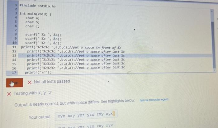 Solved 1 #include 2 3 int main(void) { 4 char a; 5 char b; | Chegg.com