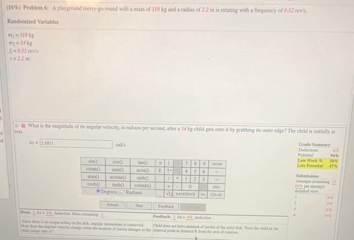 Solved (10\%) Problem 6: A playground merry-go-round with a | Chegg.com