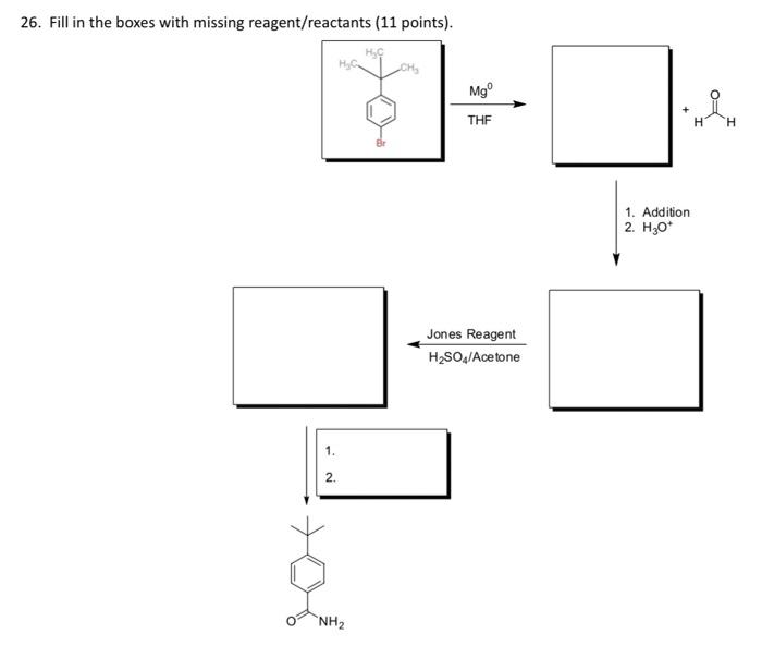 Solved 26. Fill in the boxes with missing reagent/reactants | Chegg.com