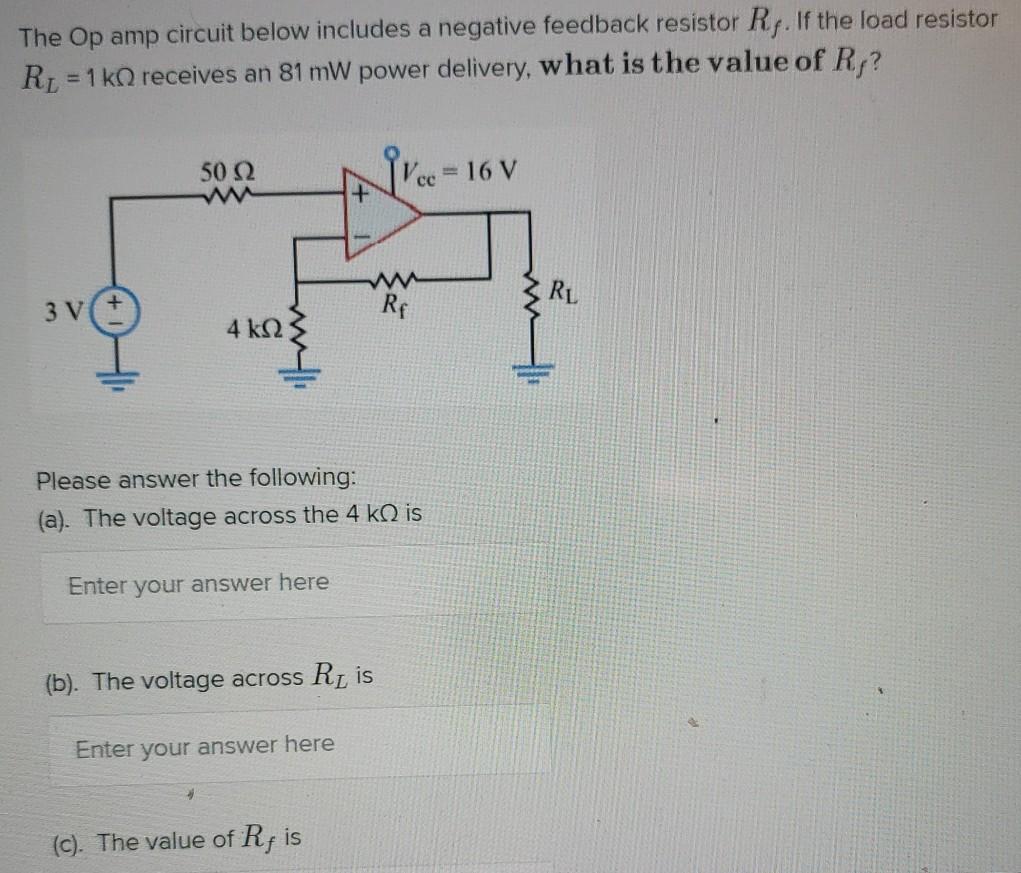 Solved The Op amp circuit below includes a negative feedback | Chegg.com