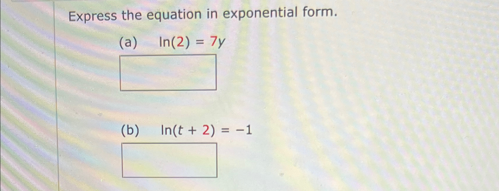 Solved Express the equation in exponential | Chegg.com