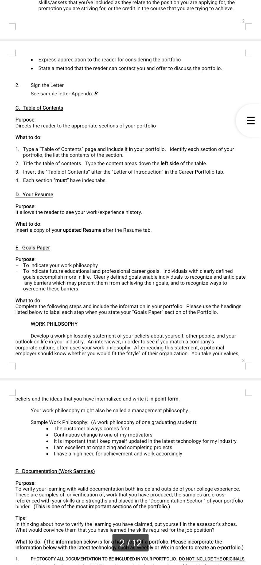 How to Complete each Portfolio Section III A. | Chegg.com
