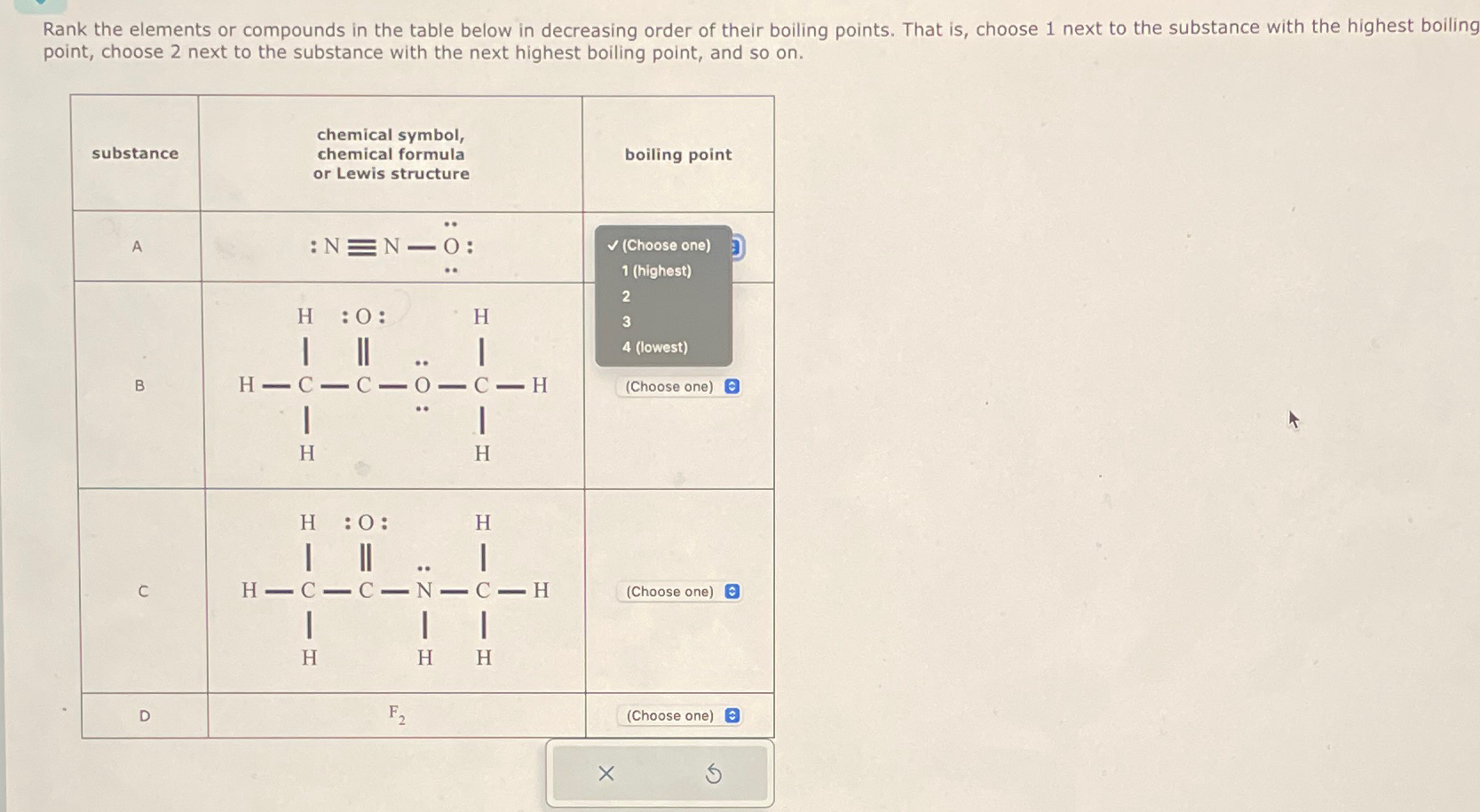 Solved Rank the elements or compounds in the table below in | Chegg.com