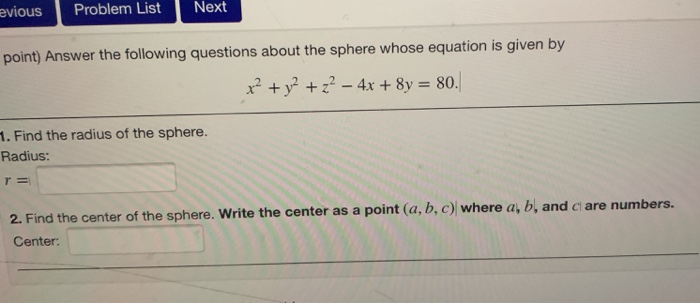 Solved evious Problem List Next point) Answer the following | Chegg.com