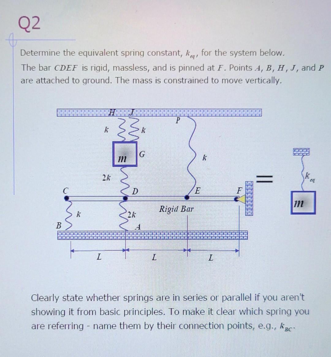 Solved Q2 Determine the equivalent spring constant, keq! for | Chegg.com