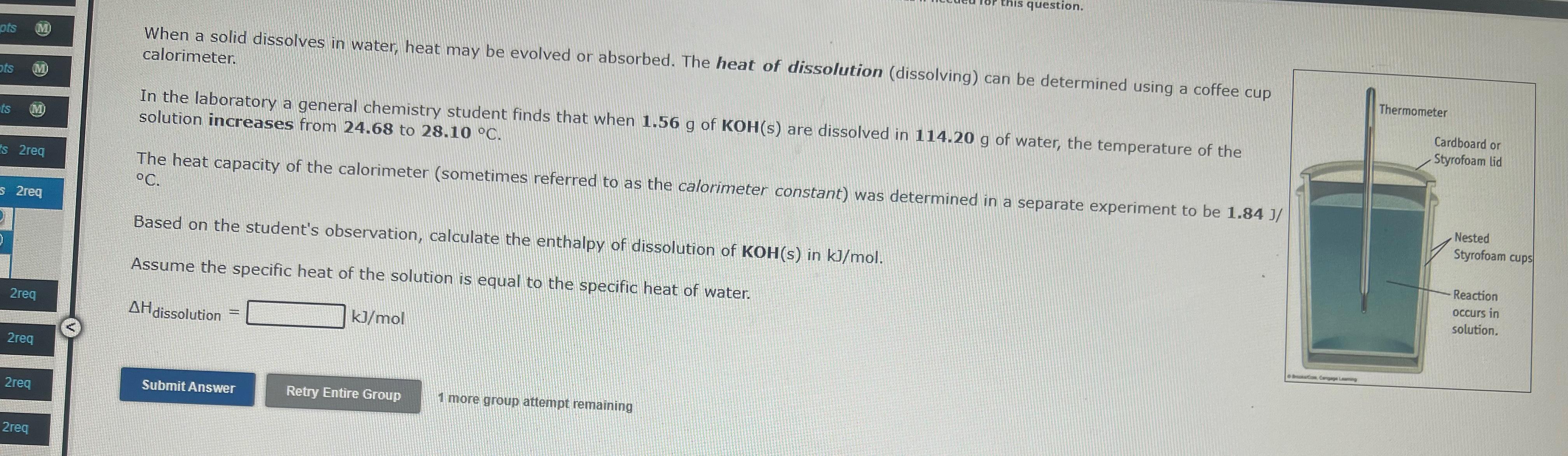 Solved When a solid dissolves in water, heat may be evolved | Chegg.com