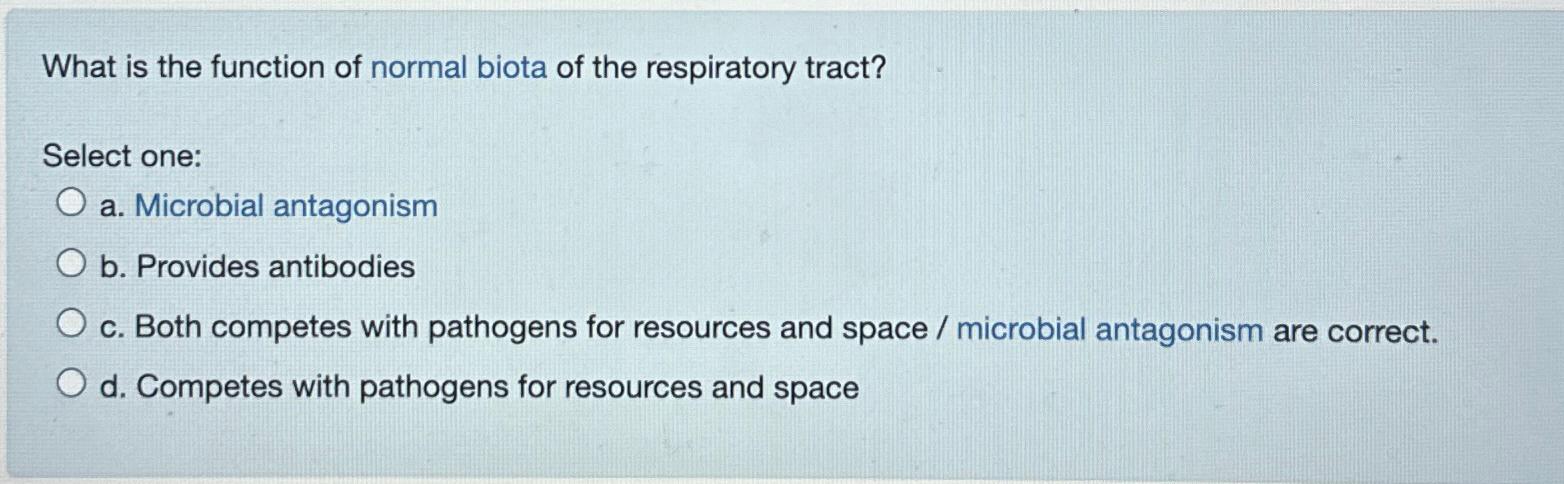 Solved What is the function of normal biota of the | Chegg.com