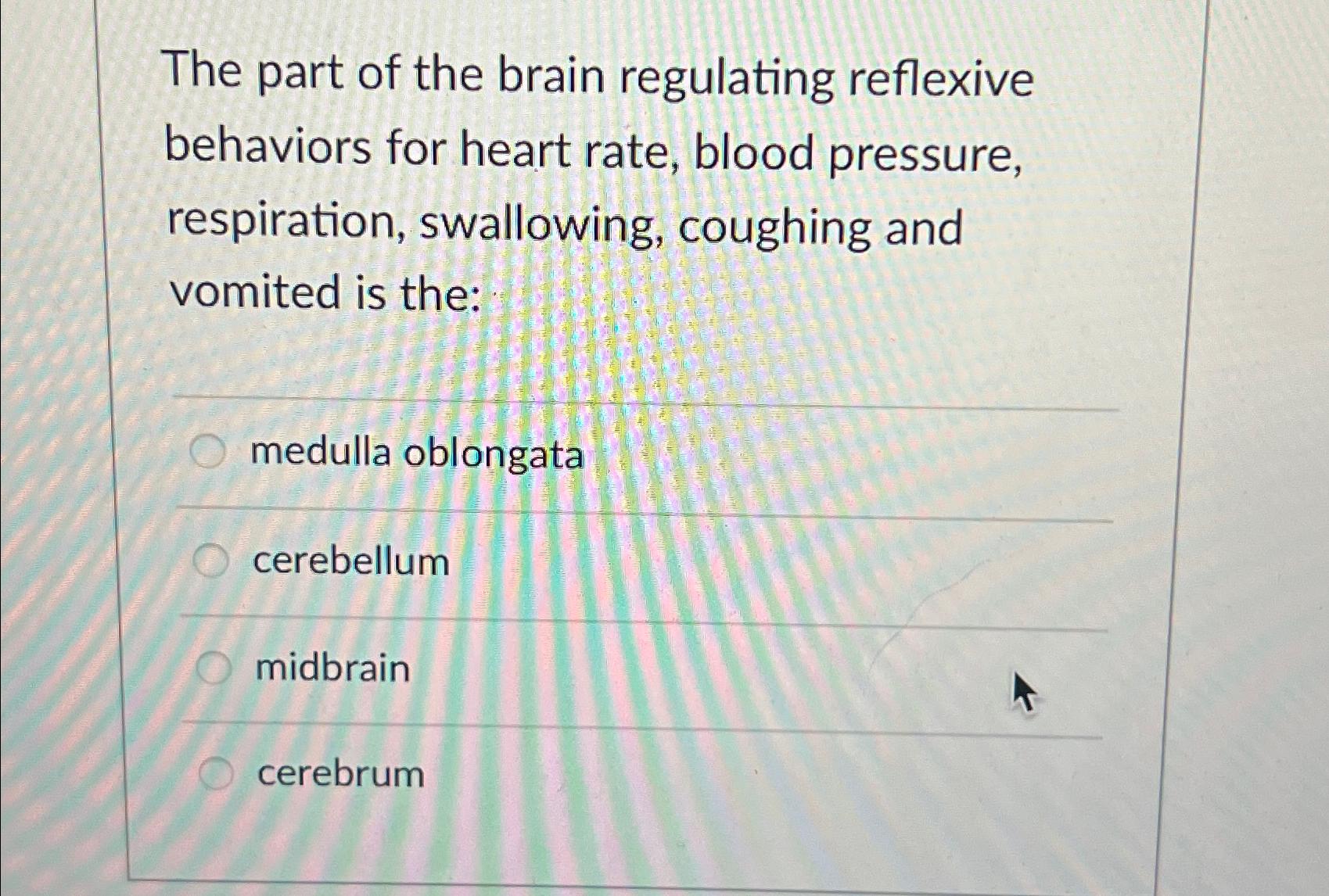Solved The part of the brain regulating reflexive behaviors | Chegg.com