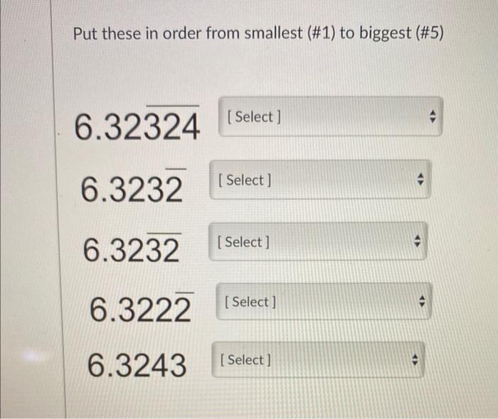 Solved Put these in order from smallest (\#1) to biggest | Chegg.com