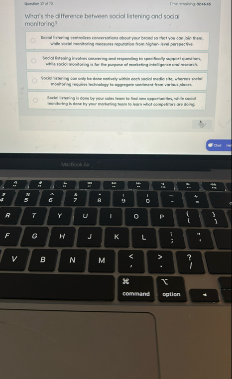 Solved Question 17 ﻿of 70Time remaining: 024645What's the | Chegg.com