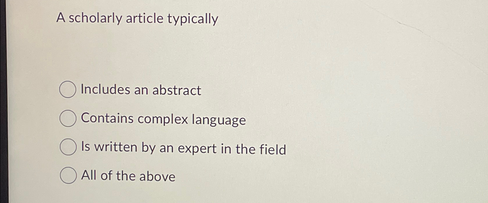 Solved A scholarly article typicallyIncludes an | Chegg.com