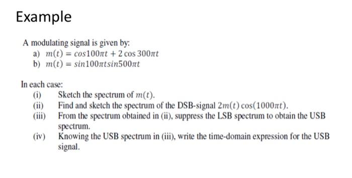 Solved A modulating signal is given by: a) | Chegg.com