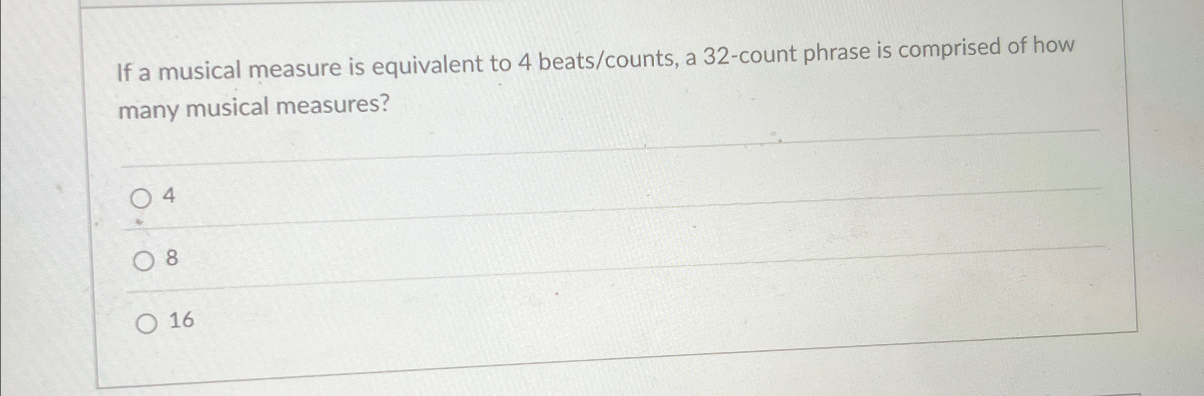 Solved If a musical measure is equivalent to 4 | Chegg.com