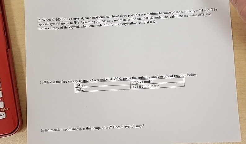 Solved When NH2D ﻿forms a crystal, each molecule can have | Chegg.com