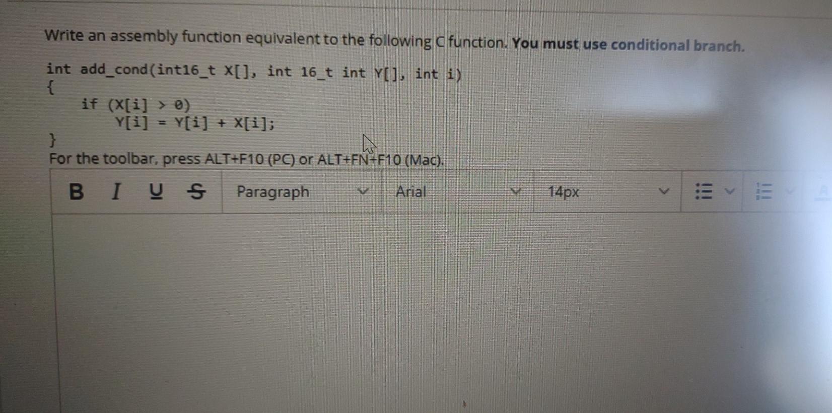 Solved Write an assembly function equivalent to the | Chegg.com
