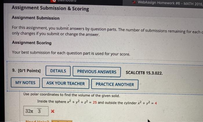 Solved WebAssign Homework #6 - MATH 2015, Assignment | Chegg.com