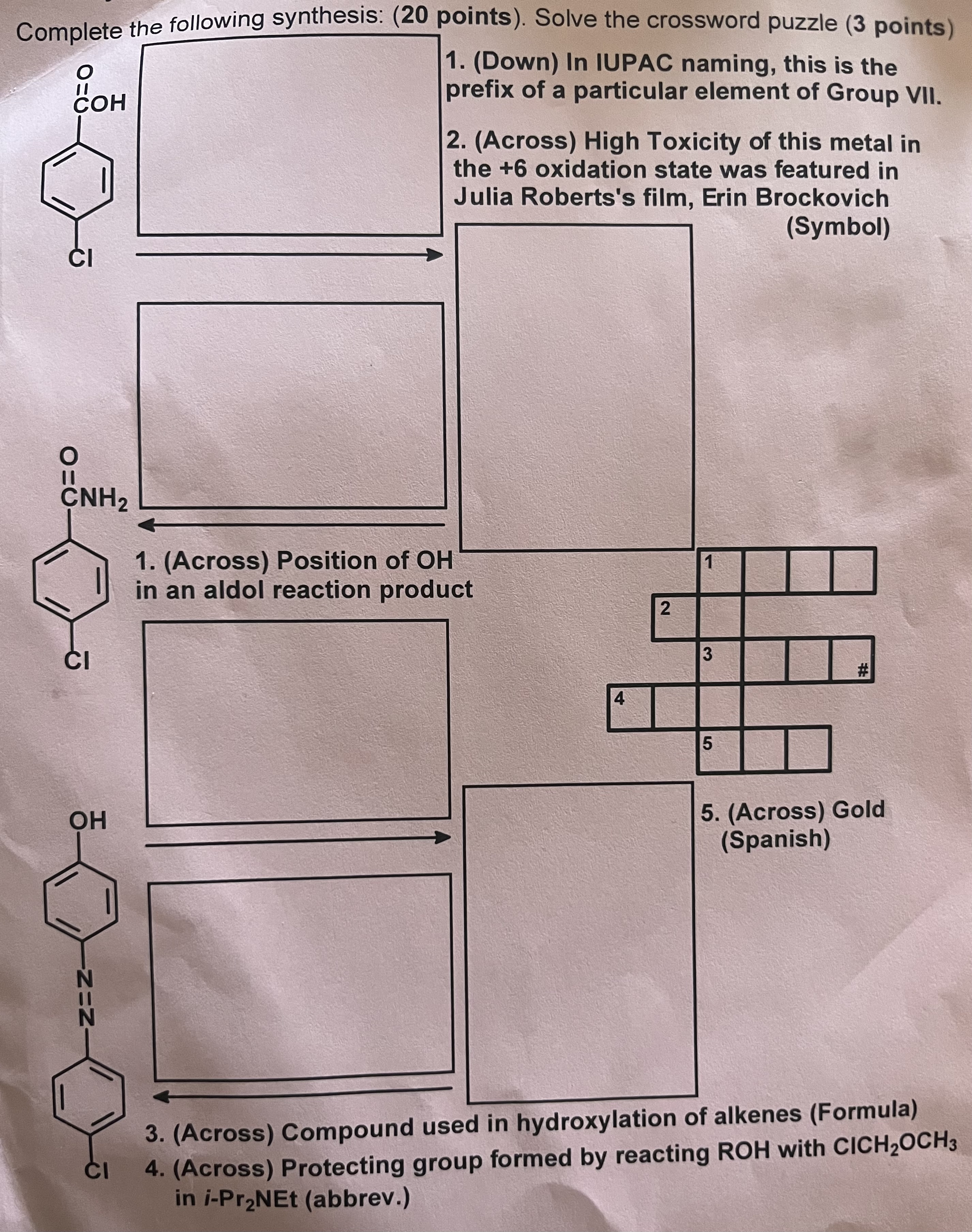 Solved Complete the following synthesis: (20 ﻿points). | Chegg.com