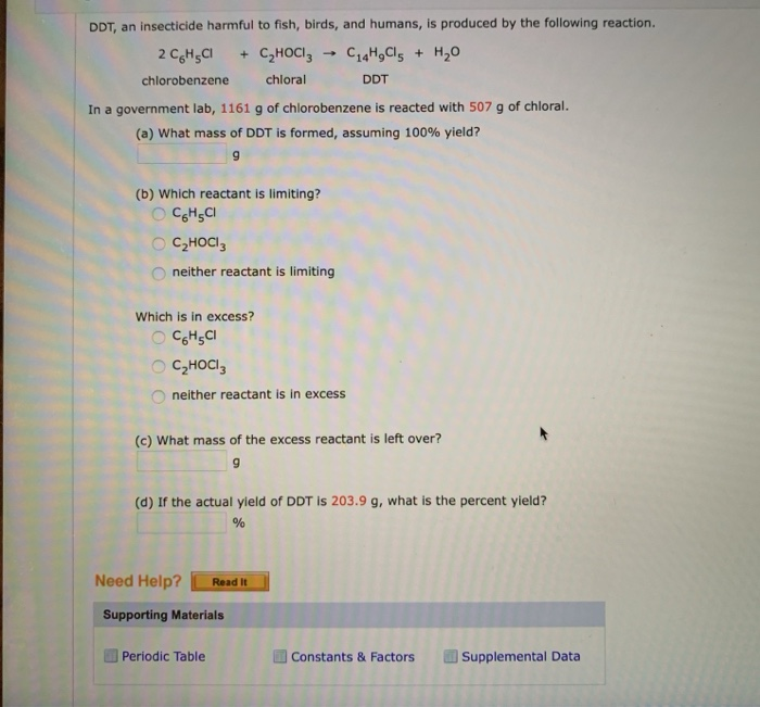 Solved DDT, an insecticide harmful to fish, birds, and | Chegg.com