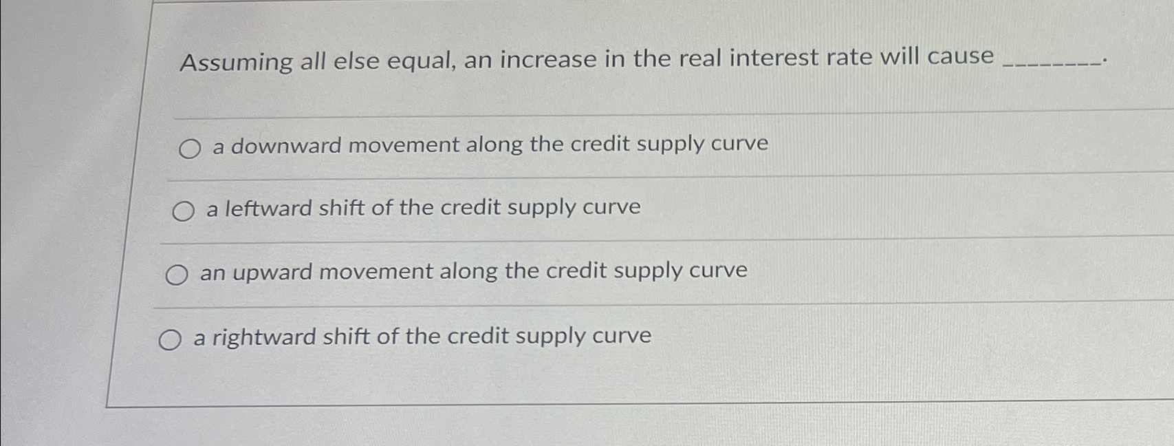 Solved Assuming all else equal, an increase in the real | Chegg.com