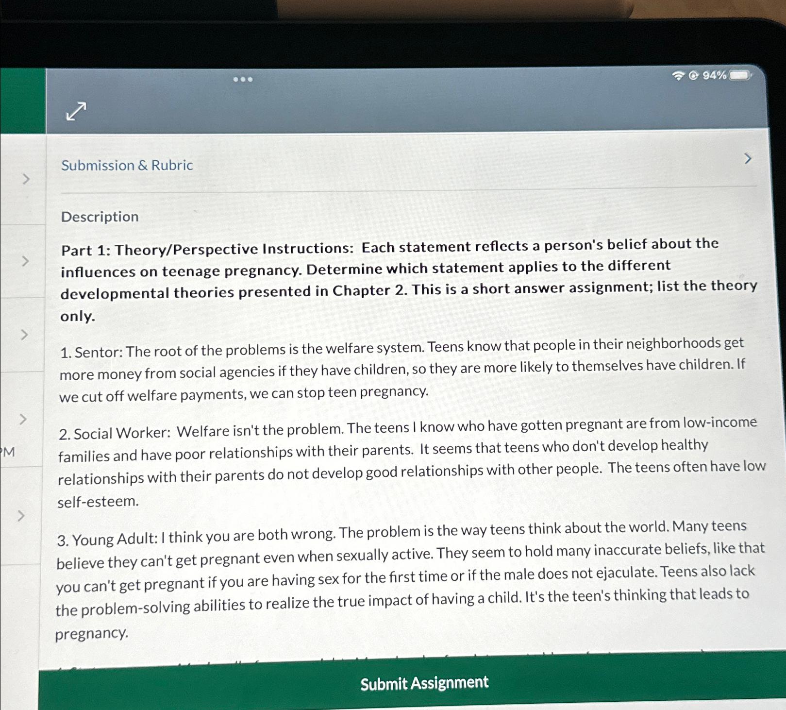 Solved Submission & RubricDescriptionPart 1: | Chegg.com