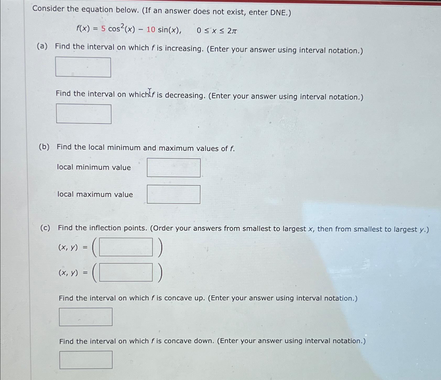 Solved Consider the equation below. (If an answer does not | Chegg.com