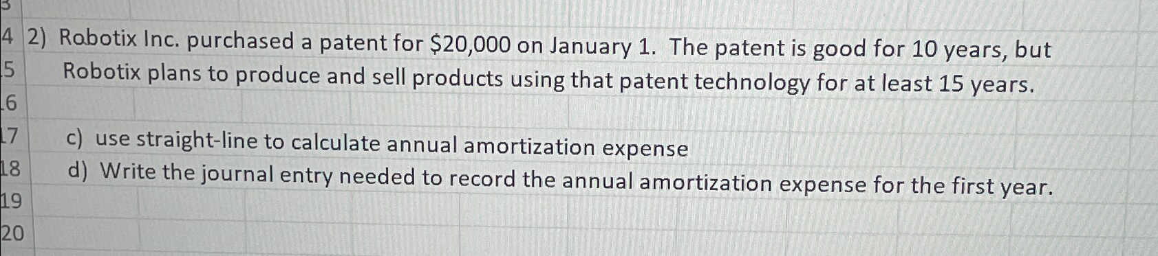 Solved Rabotix Inc. purchased a patent for $20,000 ﻿on | Chegg.com