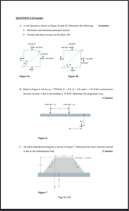 Solved QUESTIONS 1025 marks) (6 marks) A. A soil element is | Chegg.com