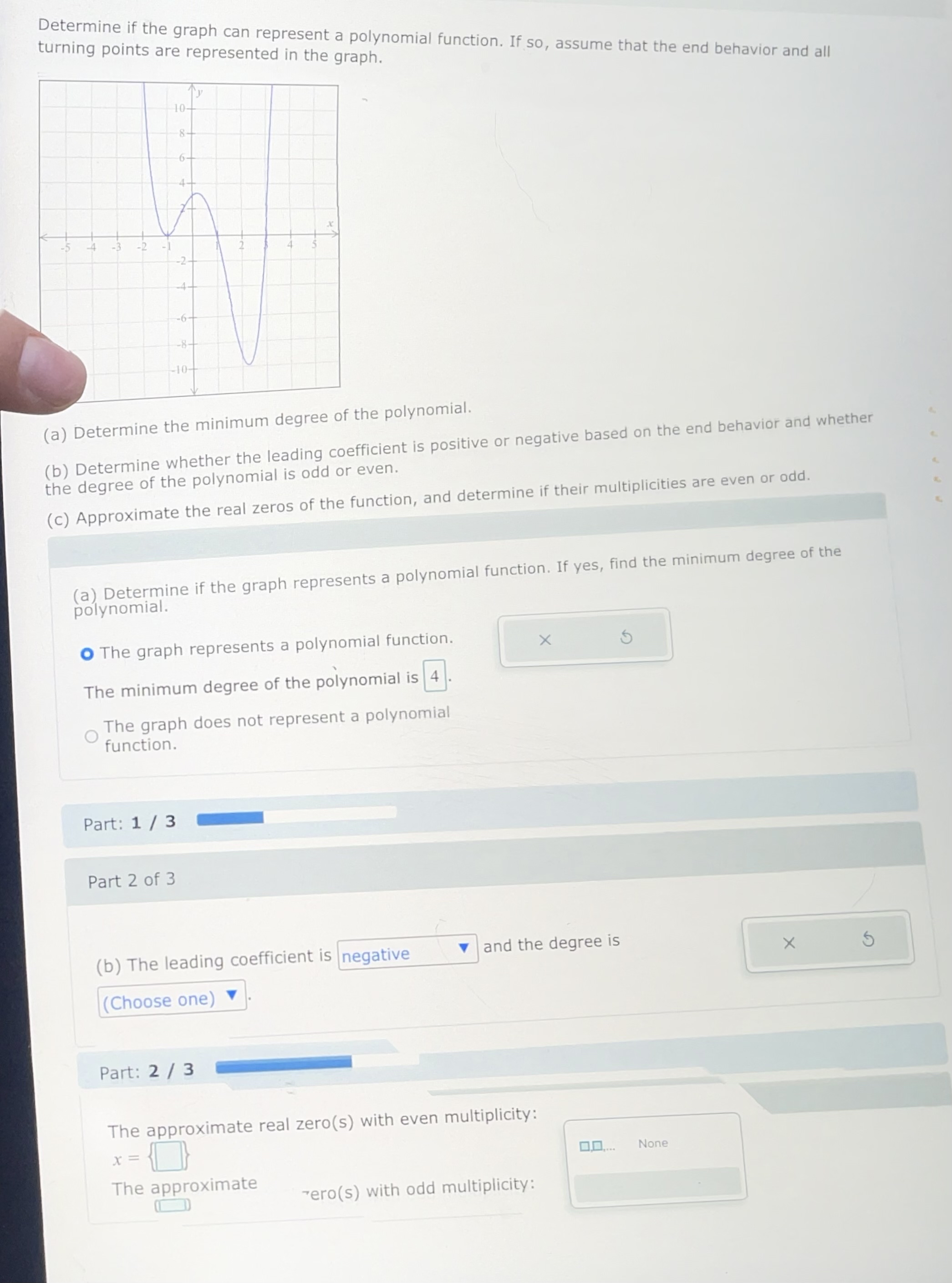 Solved Determine if the graph can represent a polynomial | Chegg.com