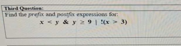 Solved Third Question: Find the prefix and postfix | Chegg.com